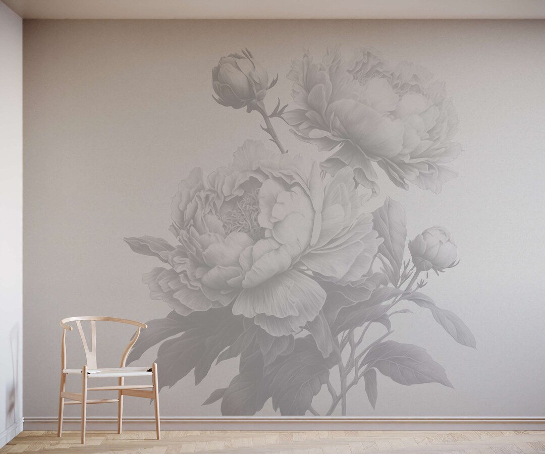 Large Peony Wallpaper Mural - Etsy
