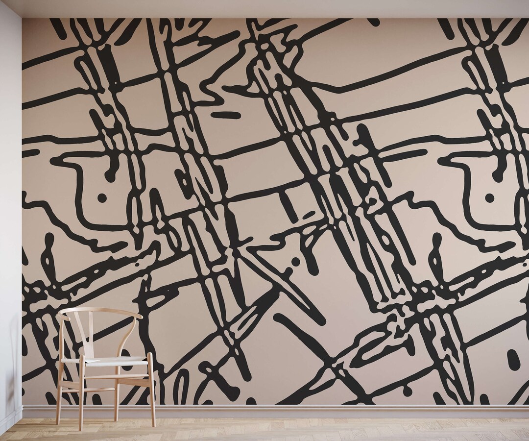 Abstract Squiggle Wallpaper Mural | Japanese-inspired Design Wall Mural ...