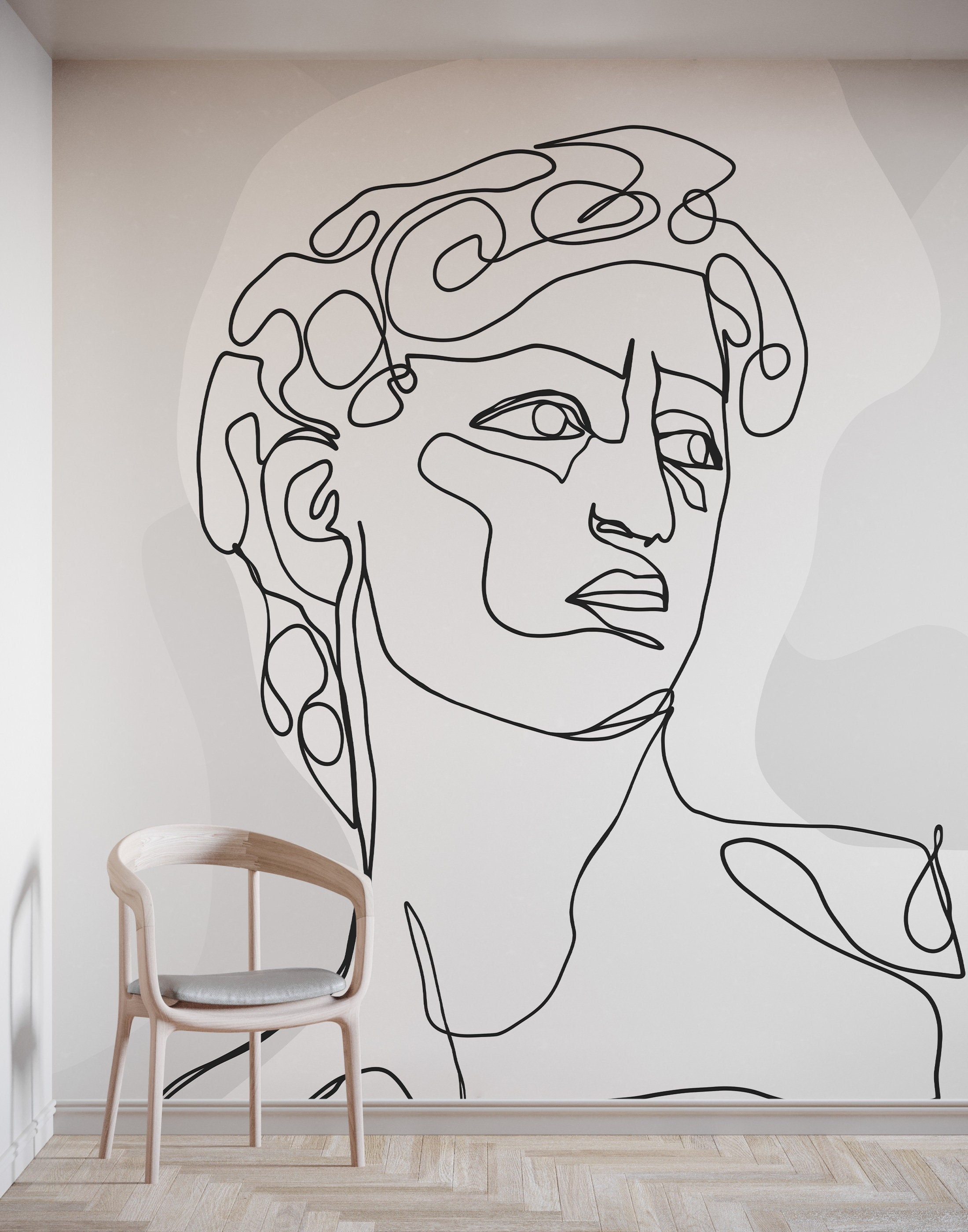 Michelangelo's David Inspired Wallpaper Continuous Line - Etsy UK