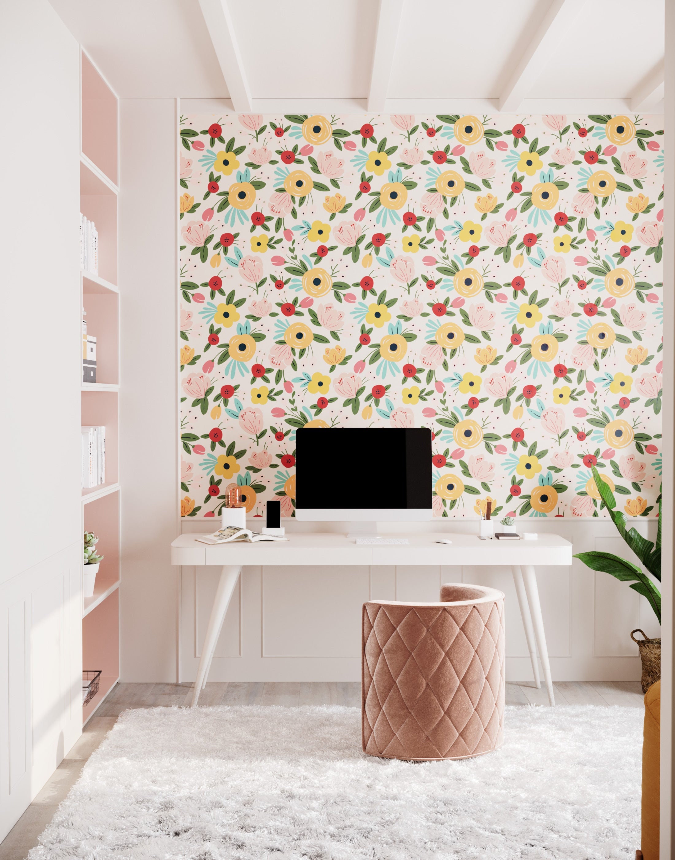 Modern Floral Wallpaper Boho Wallpaper - Etsy UK