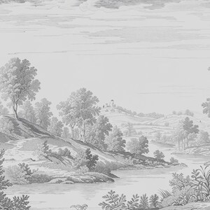 Classic Grey Toile De Jouy Wallpaper Mural | Other Colour Variations ...