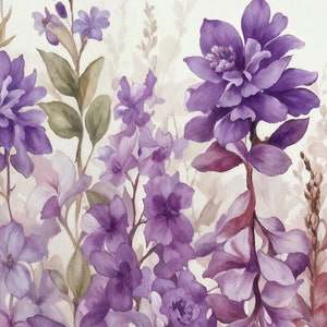 Purple Flower Wallpaper Mural | Floral Meadow Scene - Etsy