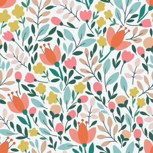 Delicate Floral Wallpaper | Bright, Modern Illustrated Flower Design - Etsy