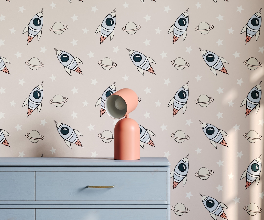 Kids Space Wallpaper | Children's Rocket, Planet & Stars Wallpaper ...
