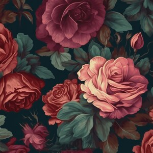 Painted Red Rose Wallpaper Mural - Etsy