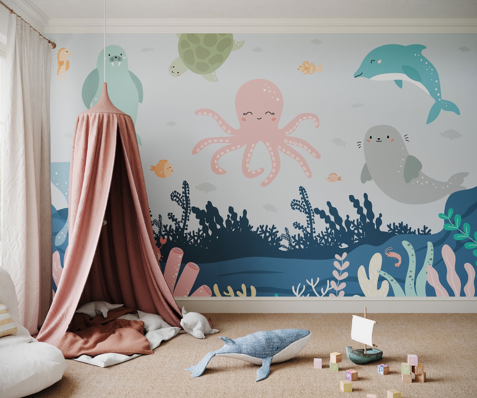 Children's Under the Sea Wallpaper Mural Children's Bedroom Ocean Wall ...