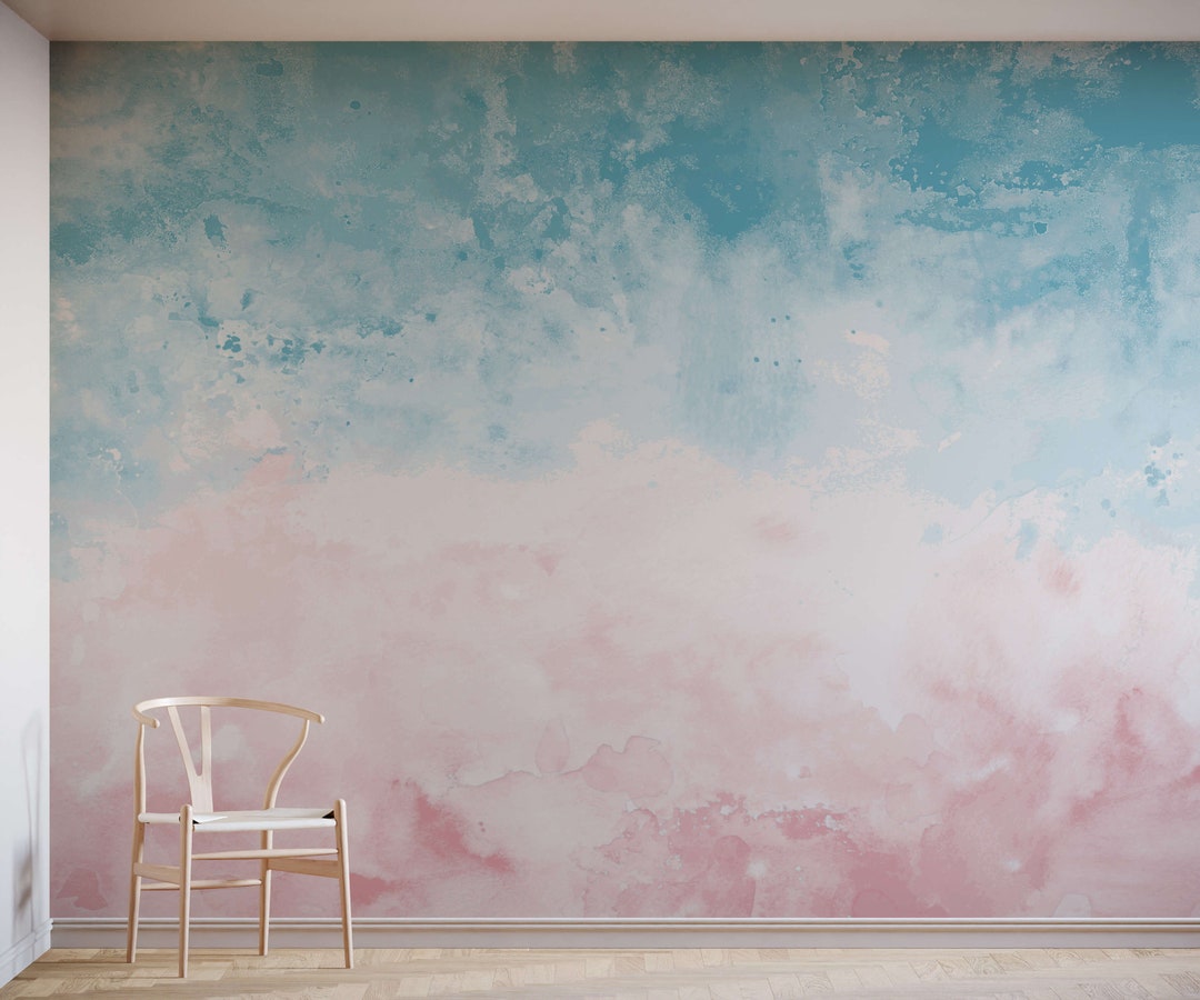 Blue & Red Ombre Wallpaper Mural - Etsy