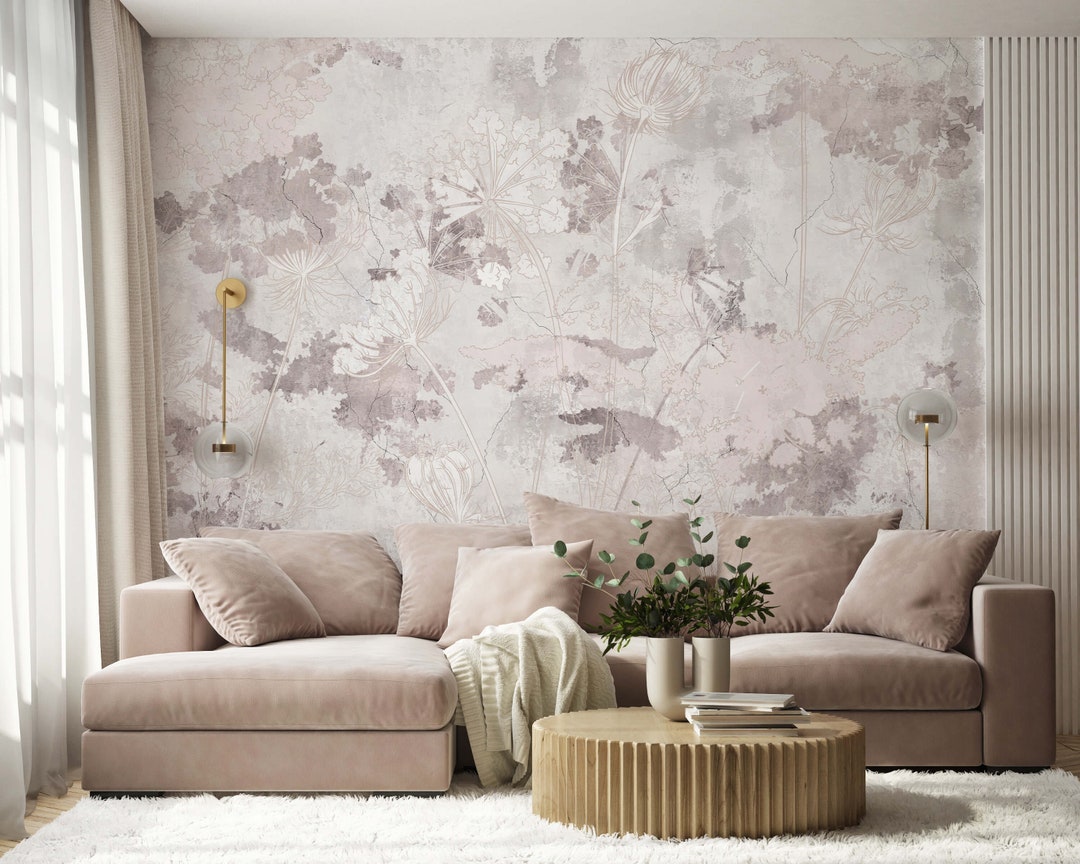 Rustic Floral Wallpaper Mural - Etsy