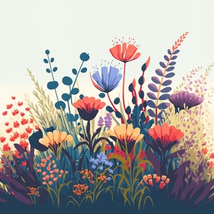 Wildflower Wallpaper Mural - Etsy