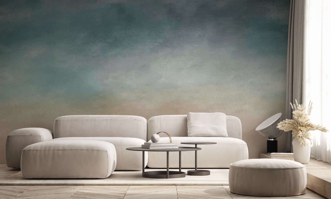 Ombre Cloud Wallpaper Mural | Moody Textured Sky Wall Mural - Etsy