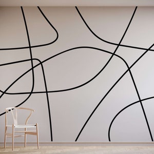Abstract Line Wallpaper Mural | Scribble Wall Mural - Etsy