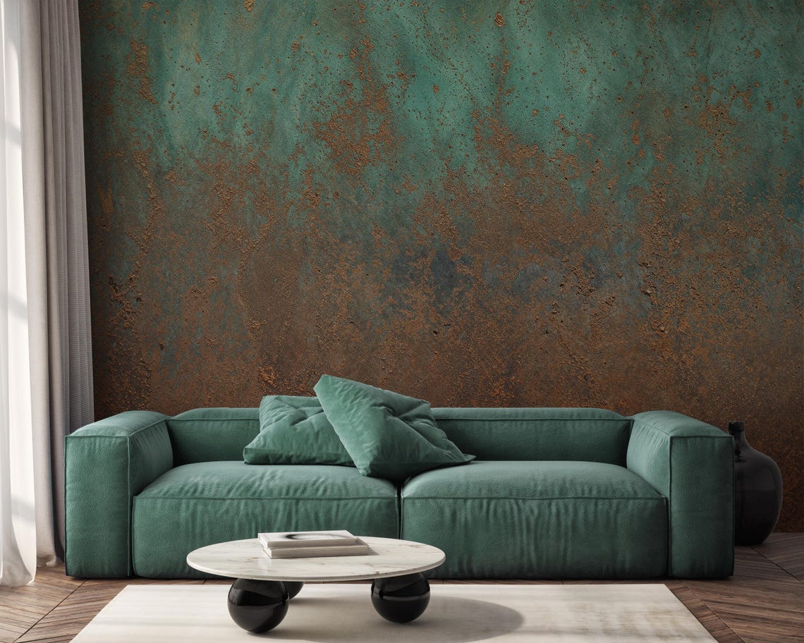 Verdigris Metal Wallpaper Mural - Etsy
