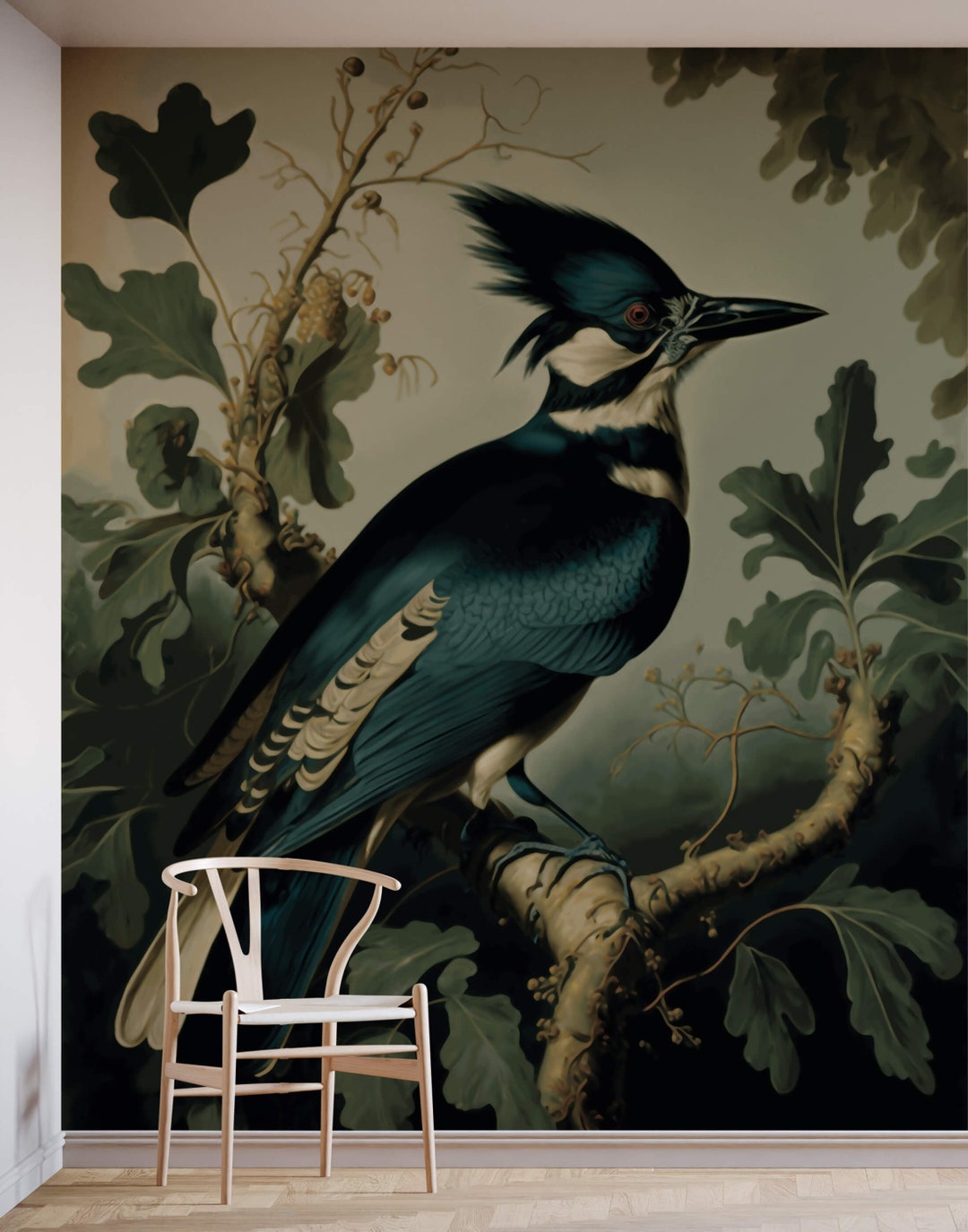 Blue Bird Wallpaper Mural - Etsy