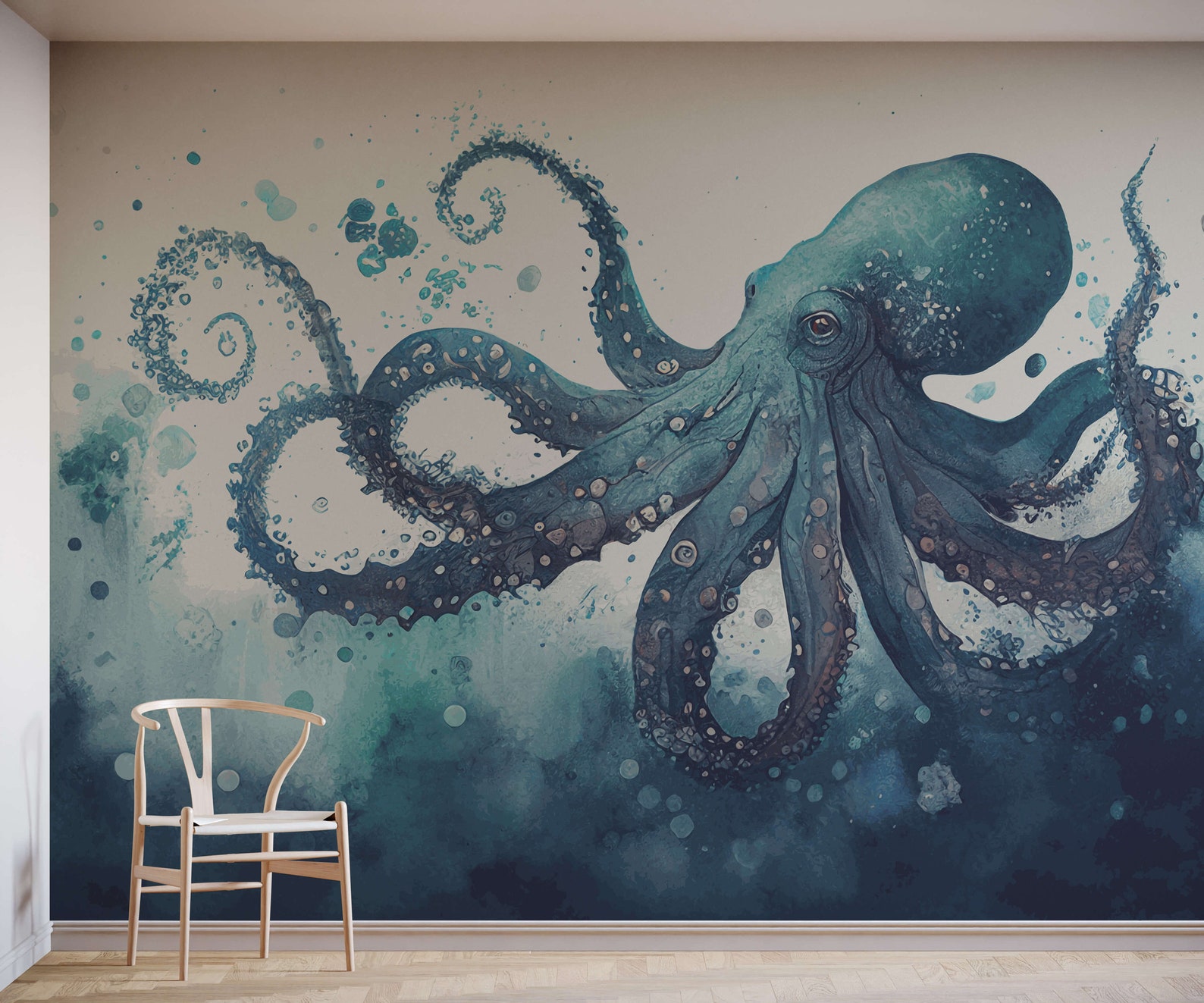 Watercolour Octopus Wallpaper Mural - Etsy