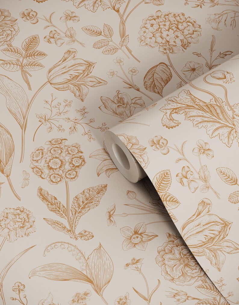 Detailed Floral Wallpaper Intricate Wallpaper Sketched - Etsy