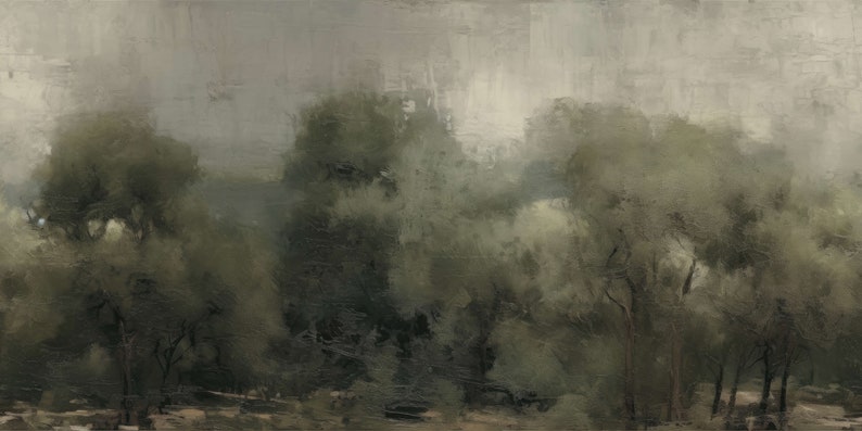 Vintage Forest Wallpaper Mural Green Watercolour Forest - Etsy