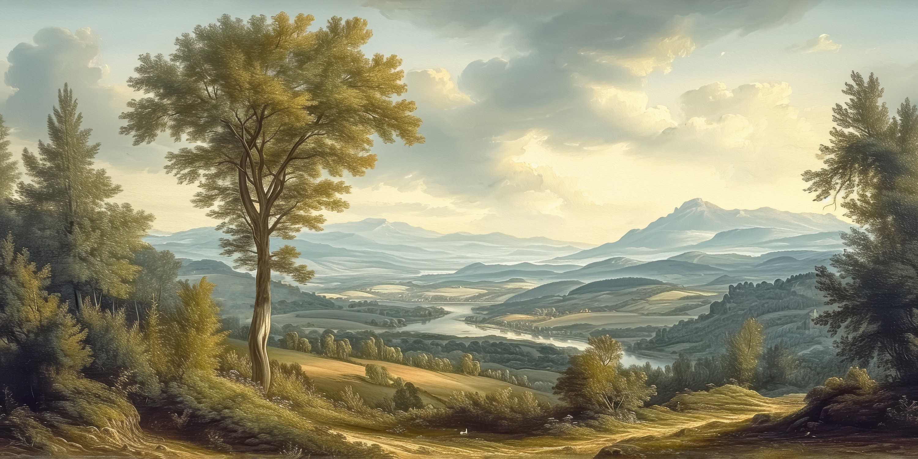 Vintage River Scene Wallpaper Etched Design - Etsy