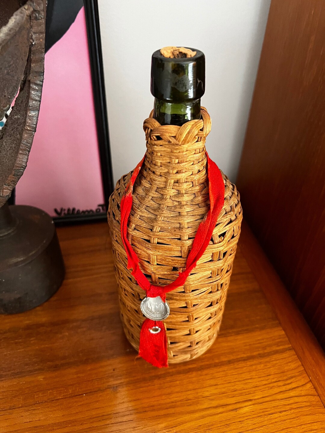 Vintage Rattan Bacardi Bottle Wicker Wrapped - Etsy