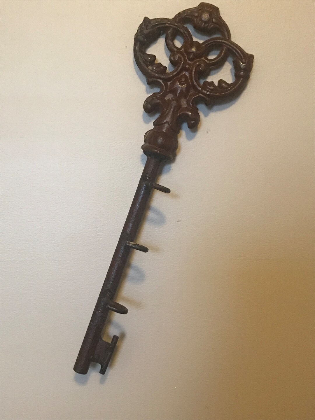 Wrought Iron Key Brown With Hooks Handcrafted - Etsy