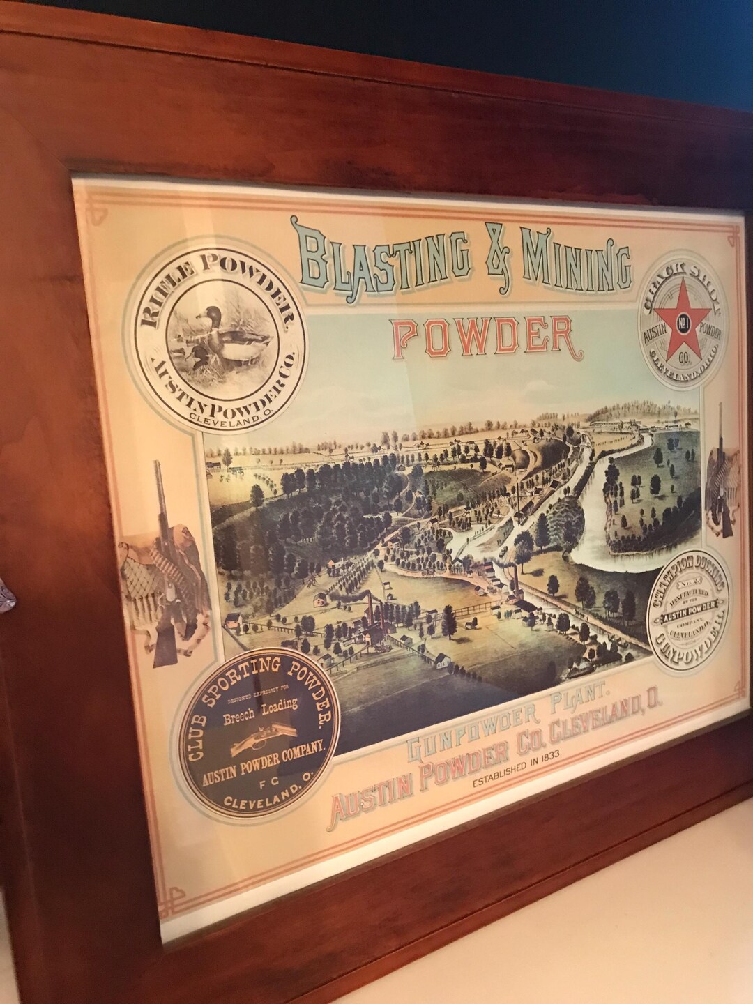 Man Cave Art Framed Blasting & Mining Austin Powder Poster Rifle Club ...