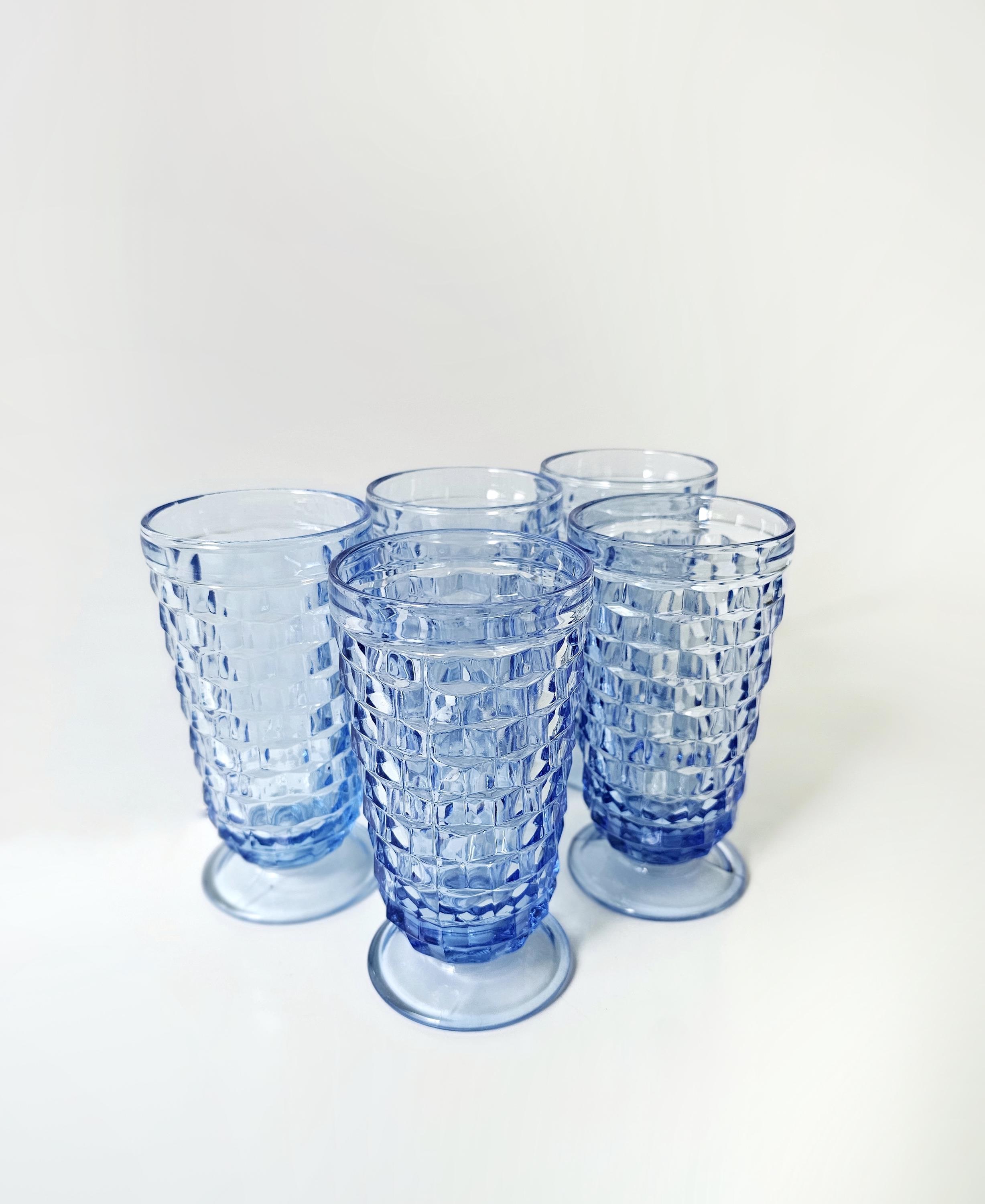 Vintage Mid Century Whitehall Glassware Set in Icy Blue - Etsy