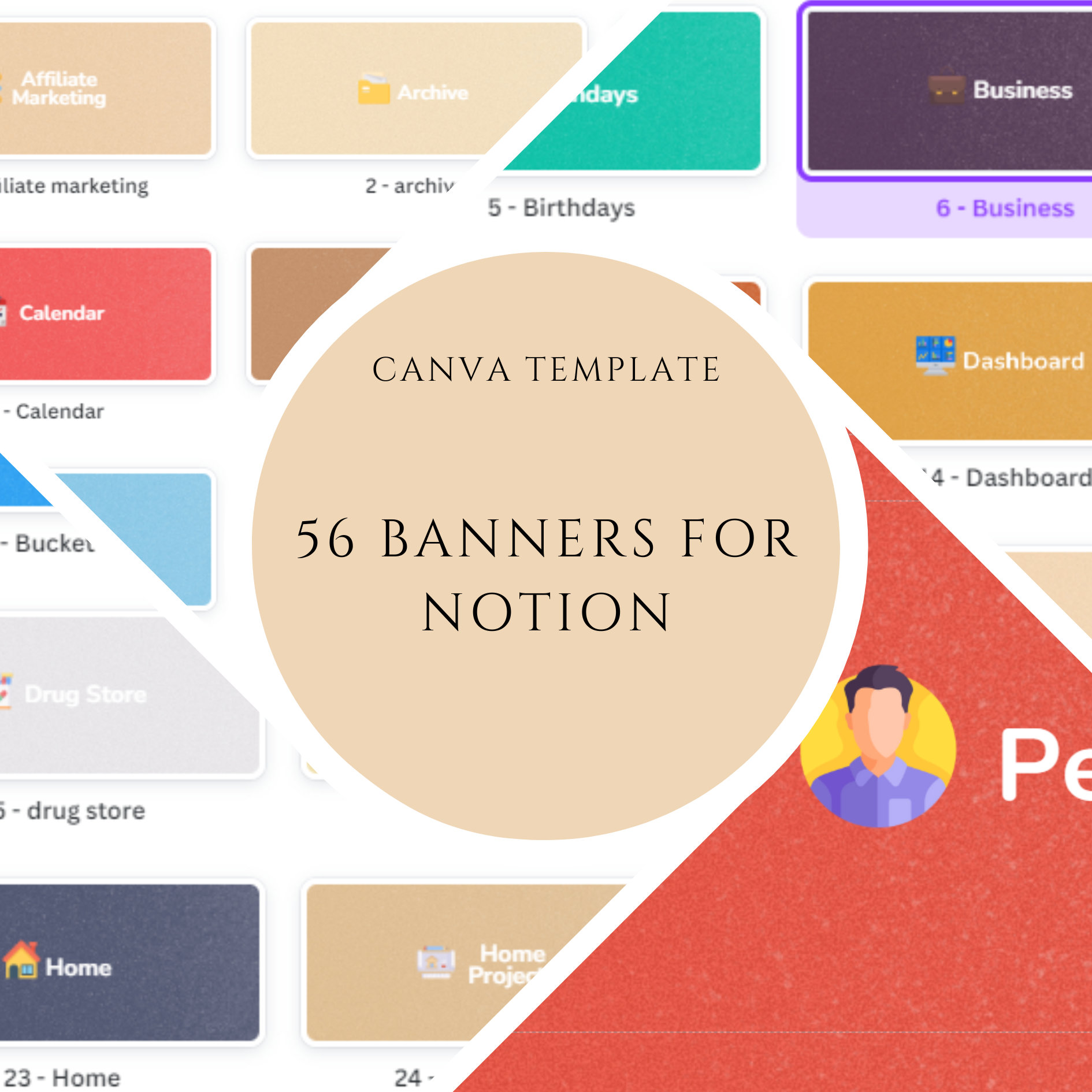 Canva Template, 56 Notion Covers - Etsy