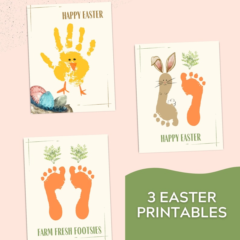 3 Pack Carrot Bunny Chick Easter / Footprint Art Craft / Handprint Art ...
