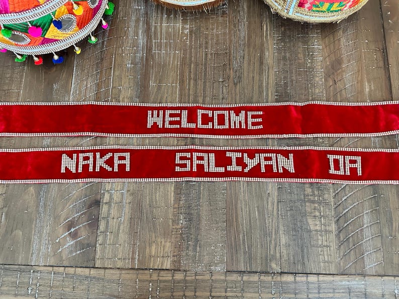 Red Velvet Wedding Welcome Ribbon: Indian Bridal Party Decor - Etsy