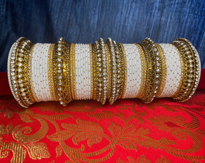 Indian Gold Color Metal Bangle Set Churiyan Bridal Chudiyan #1179A Size ...