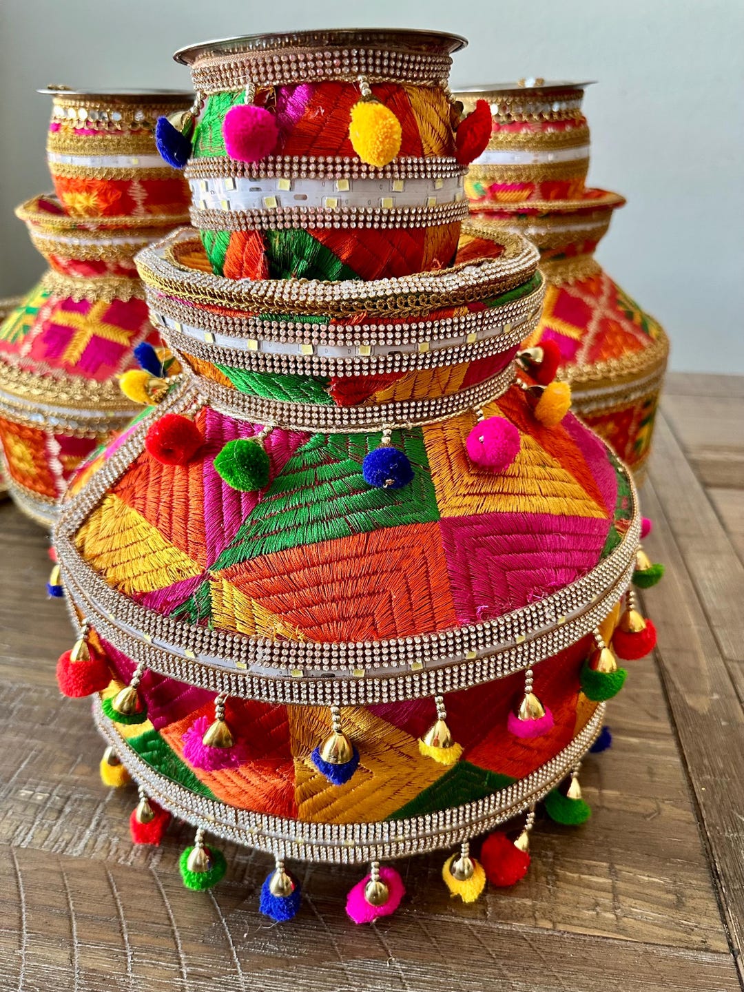 Phulkari Jaggo Set B With LED Lights/jaggo Night/sangeet Accessories ...