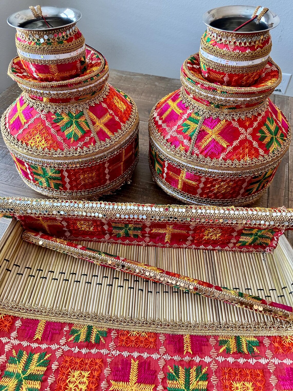 Phulkari Jaggo Set A With LED Lights/jaggo Night/sangeet Accessories ...