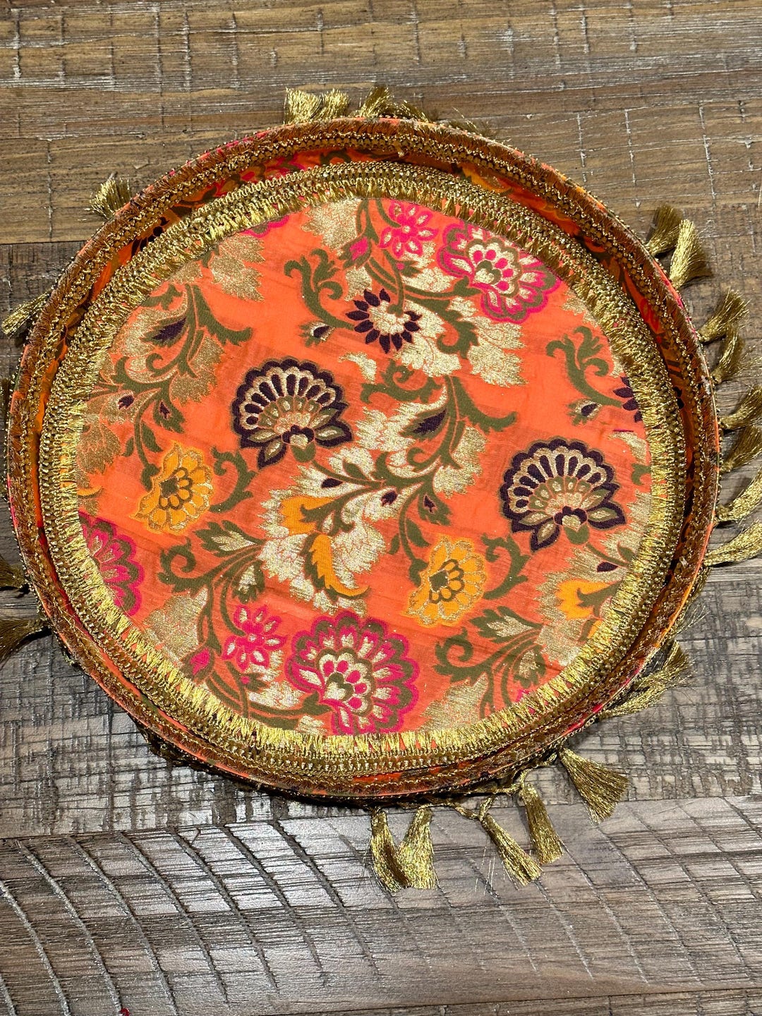 Floral Print Thali Set: Decorative Pooja Plate With Potli Bag - Etsy