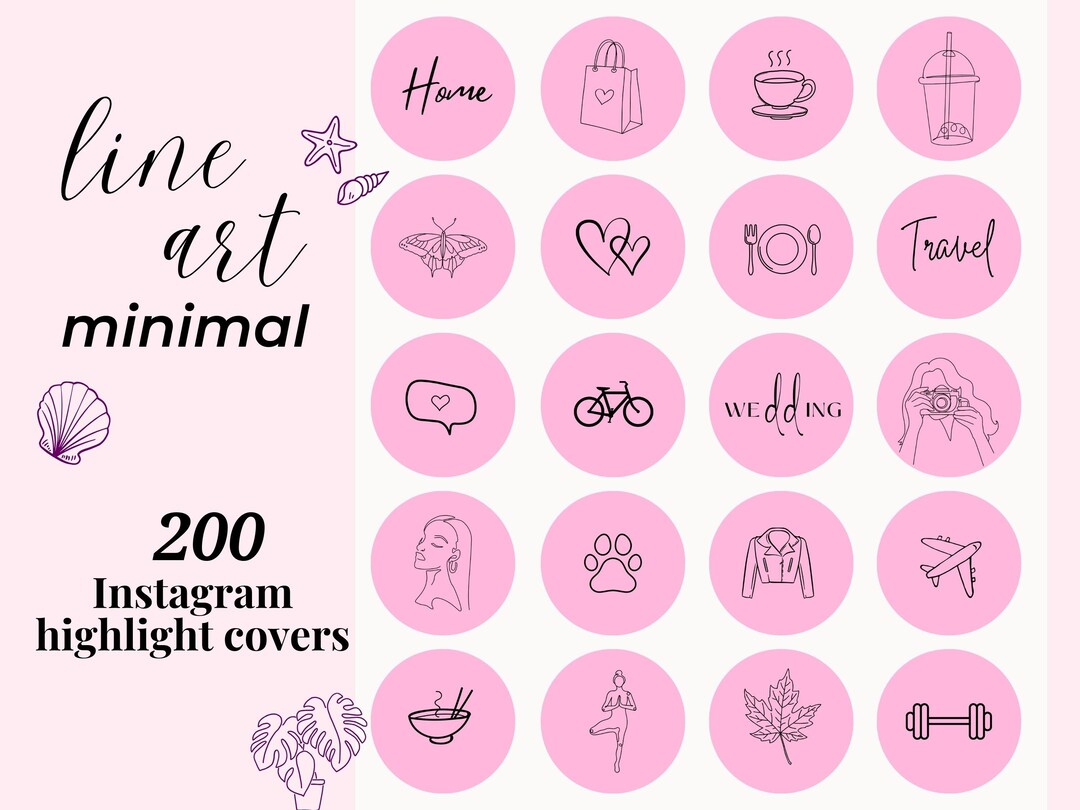 200 Insta Highlight Covers Pink Link Art, Cute IG Story Icons, Pastel ...