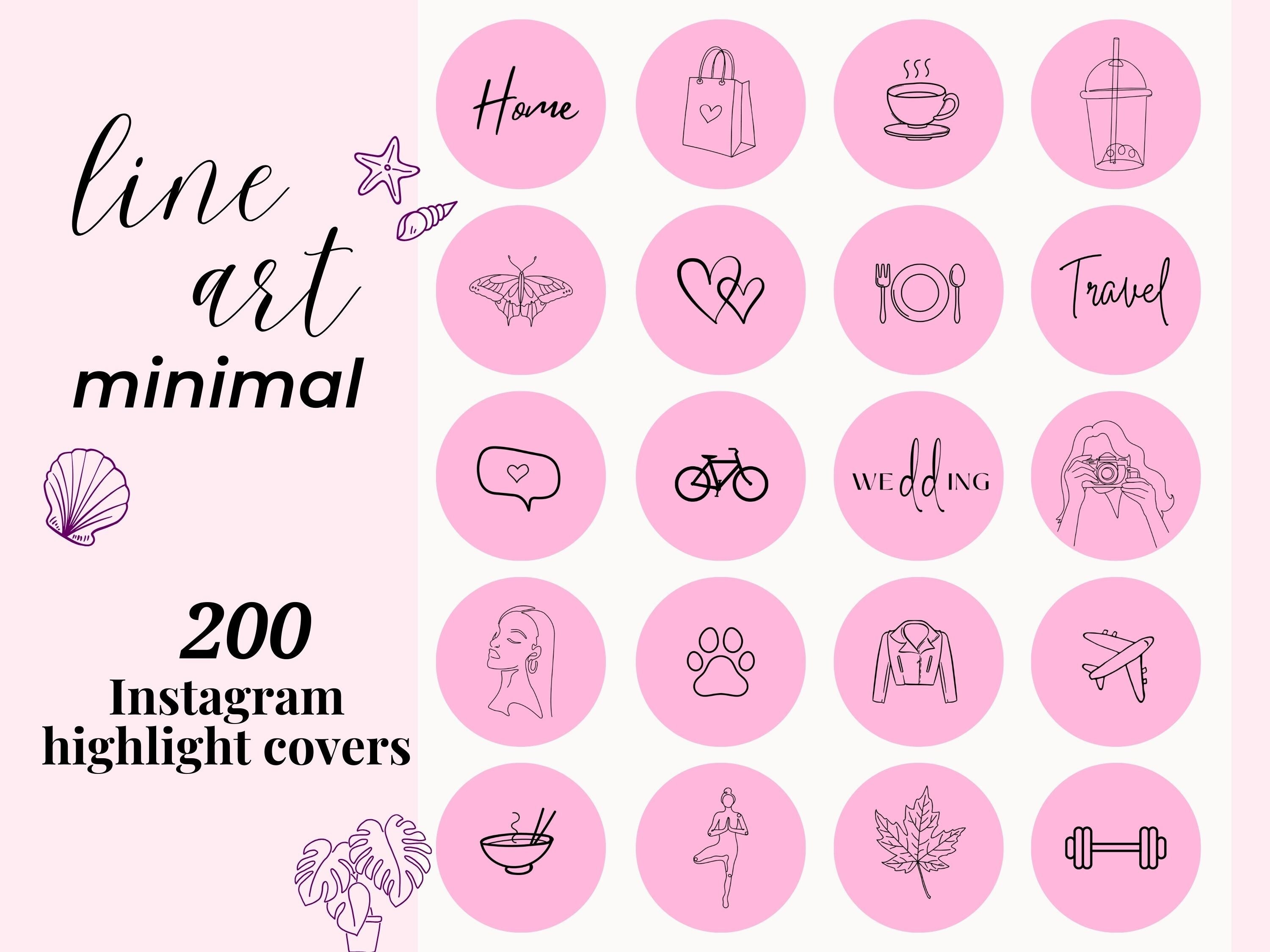 200 portadas destacadas de Insta Pink Link Art lindos íconos - Etsy México