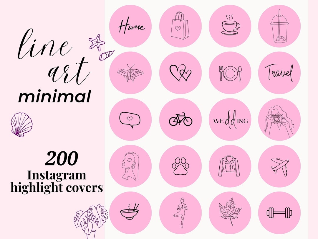 200 Insta Highlight Covers Pink Link Art, Cute IG Story Icons, Pastel ...