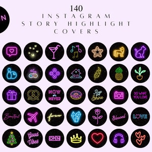 140 Insta Highlight Covers Black Neon Cute, Aesthetic Branding ...