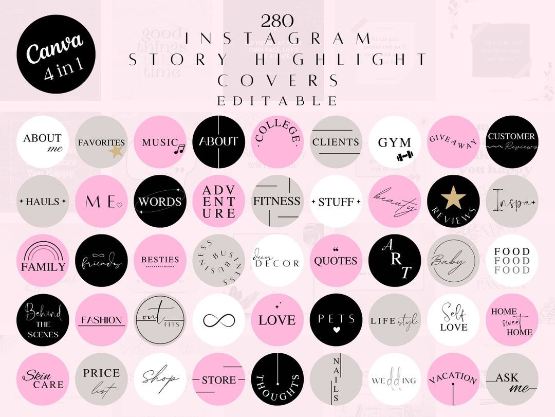 280 Instagram Highlight Covers Canva Templates Boost Engagement for ...