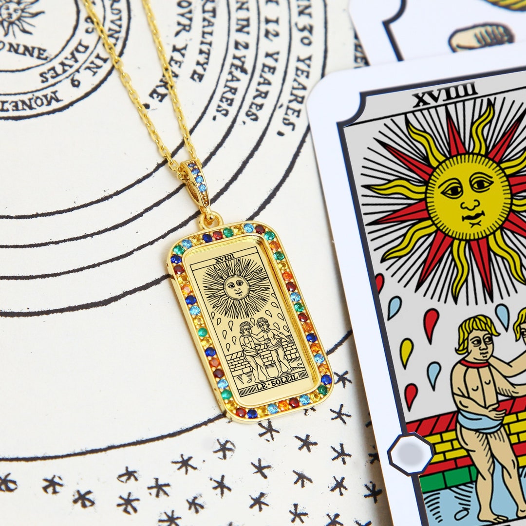 The Sun Tarot Necklace, Tarot Card Necklace, Tarot Jewelry, Le Soleil ...