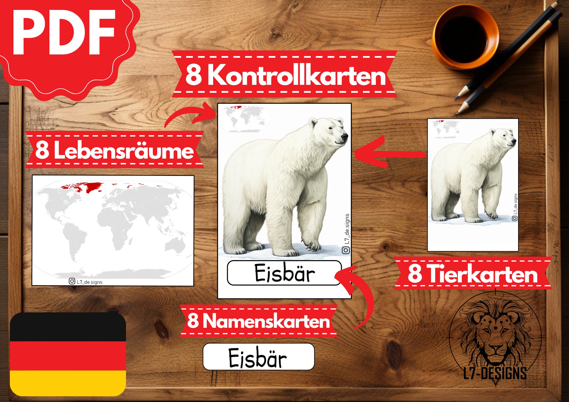 Flashcards BEARS and Their HABITATS | Montessori Cards for Independent ...