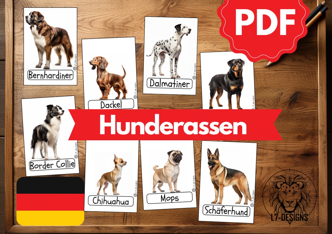 Flashcards DOG BREEDS Montessori Flashcards for Independent Learning ...