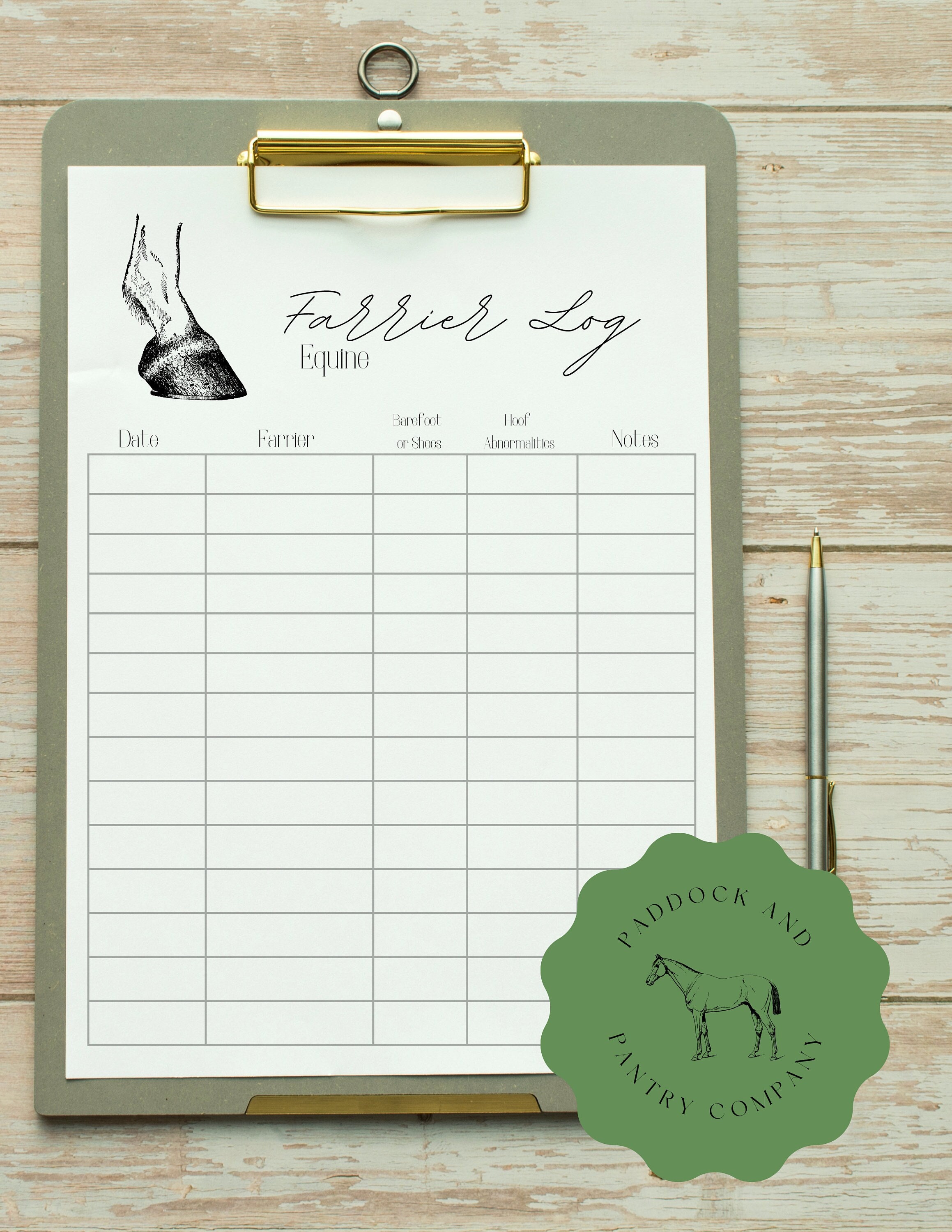 Equine Farrier Log, Equine Log, Equine Organization, Farrier Log ...