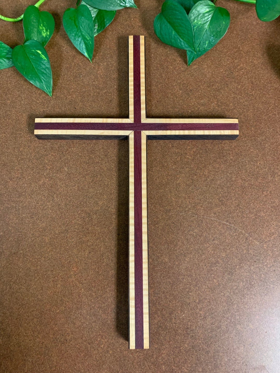 Purple Heart, Curly Maple & Peruvian Walnut Cross - Etsy