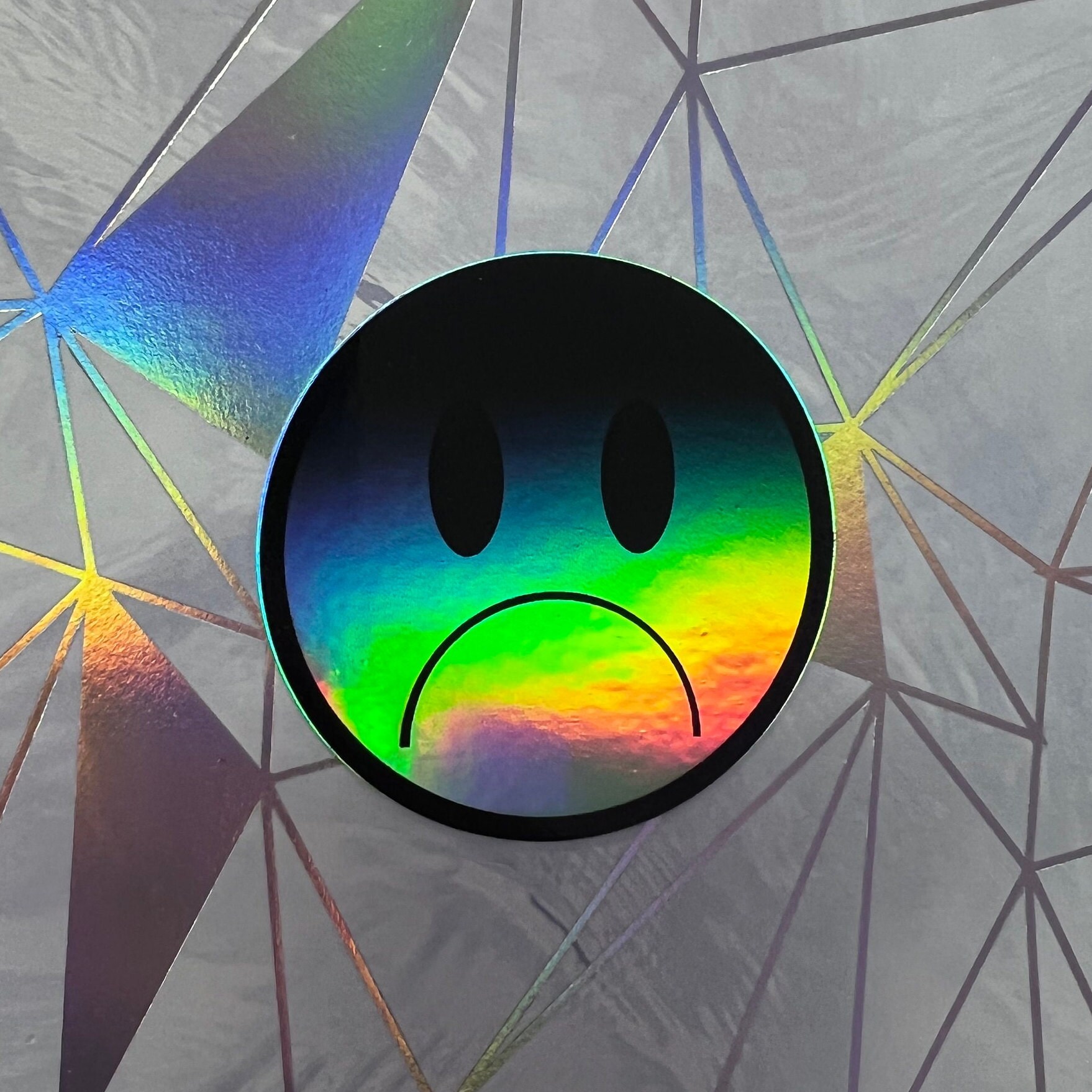 Sad | Holographic Sticker | 2x2" Circle - Etsy