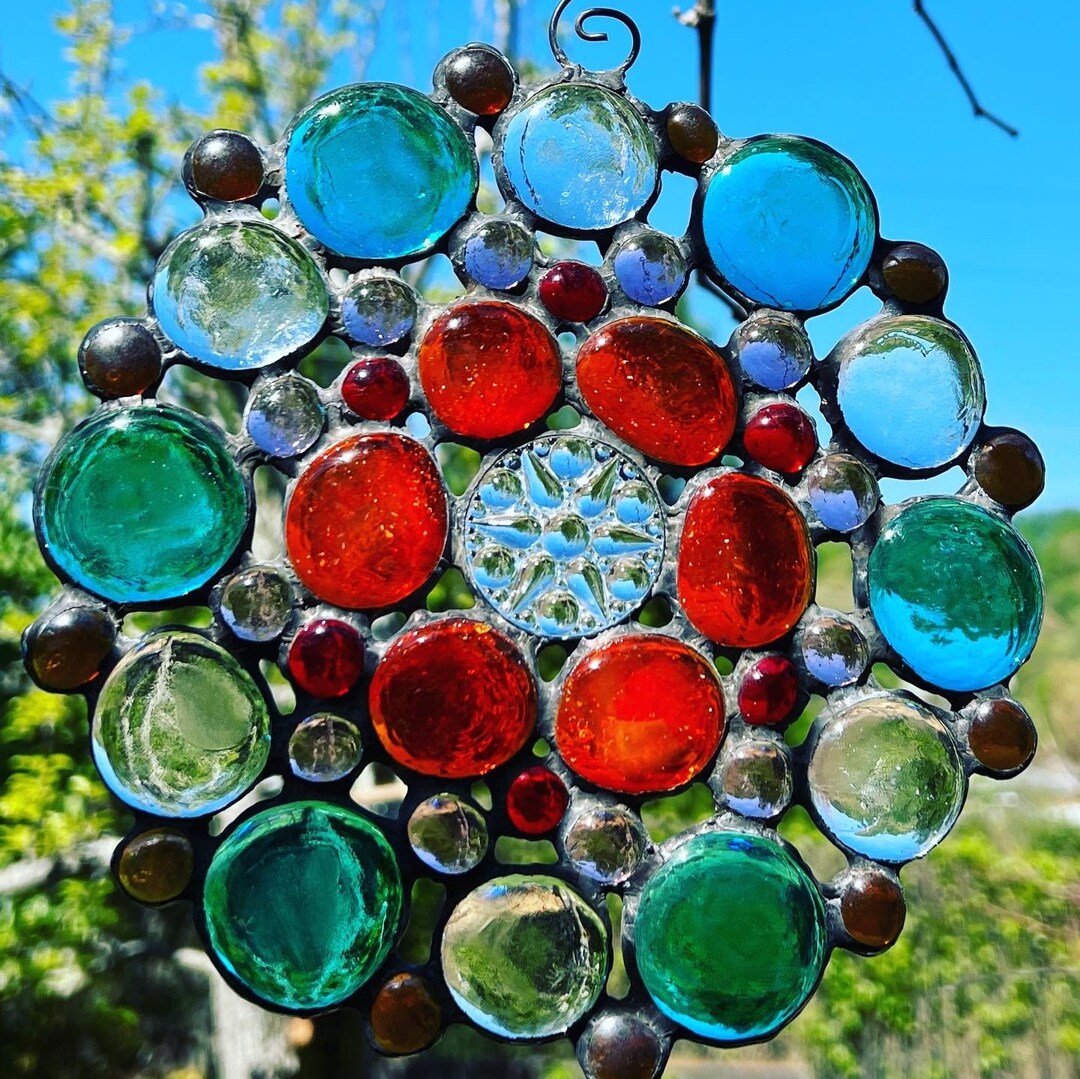 Glass Mandala Teal and Orange - Etsy