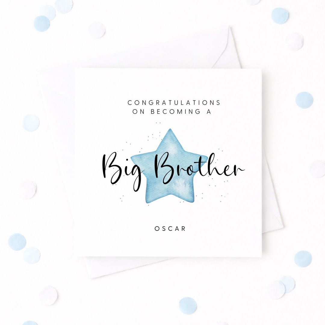 Personalised Big Brother Card, Big Bro Card, New Baby Card for Brother ...