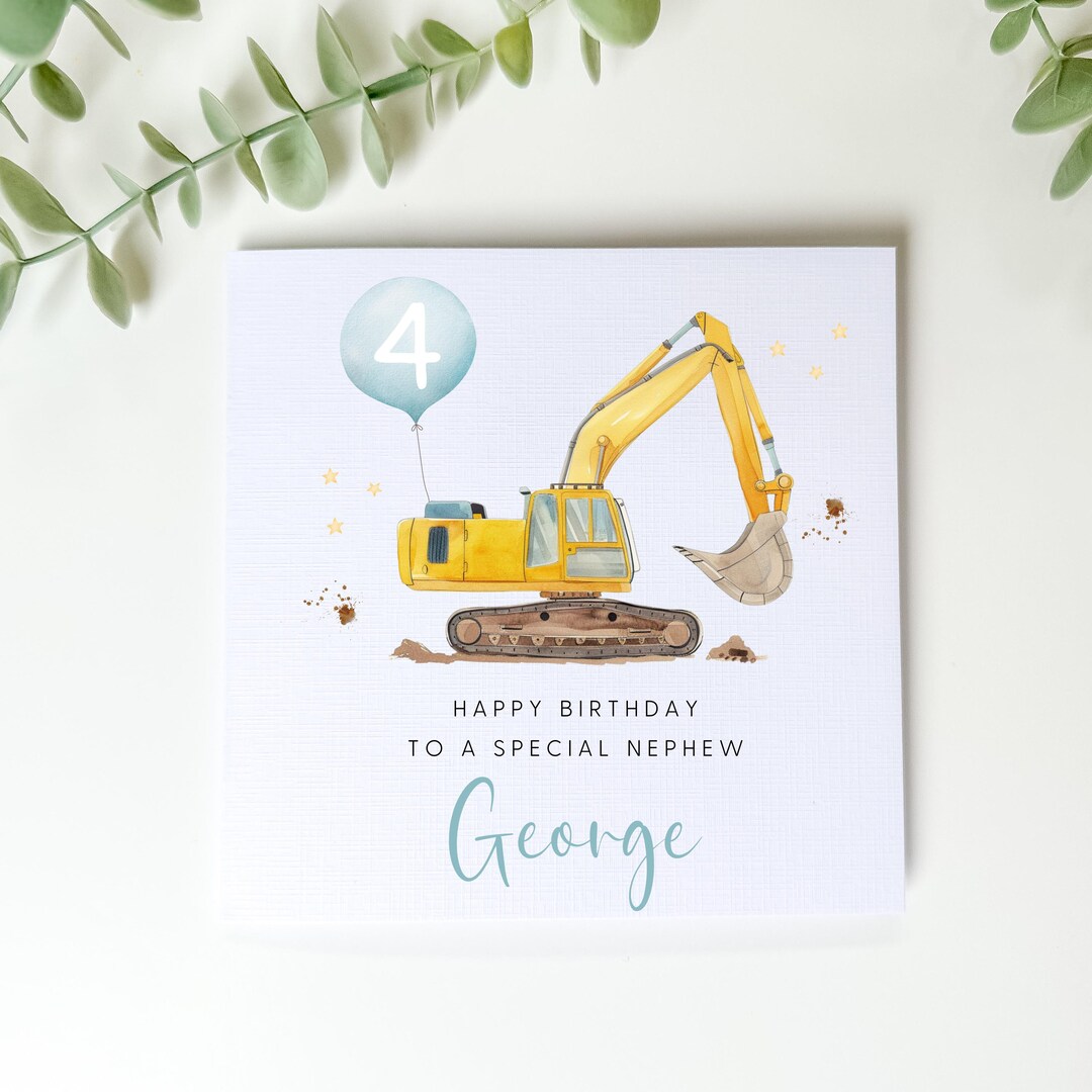 Digger Birthday Card, Birthday Card for Boy, Construction Theme Card ...