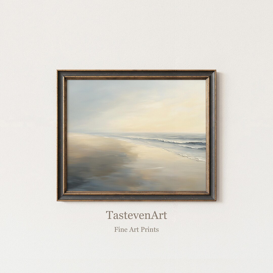 Beachy Wall Art, Neutral Ocean Print, Calm Coastal Seascape, Soft Beach ...