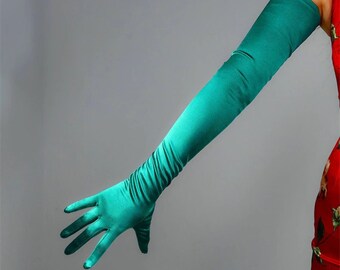 Silk Green Gloves - Etsy