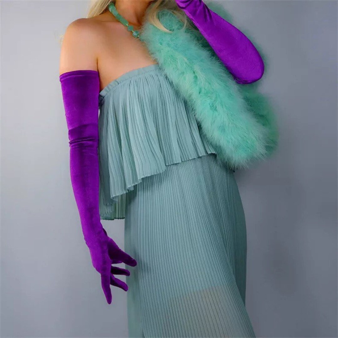 Purple Opera Velvet Gloves 70cm Elbow Length Bridal - Etsy