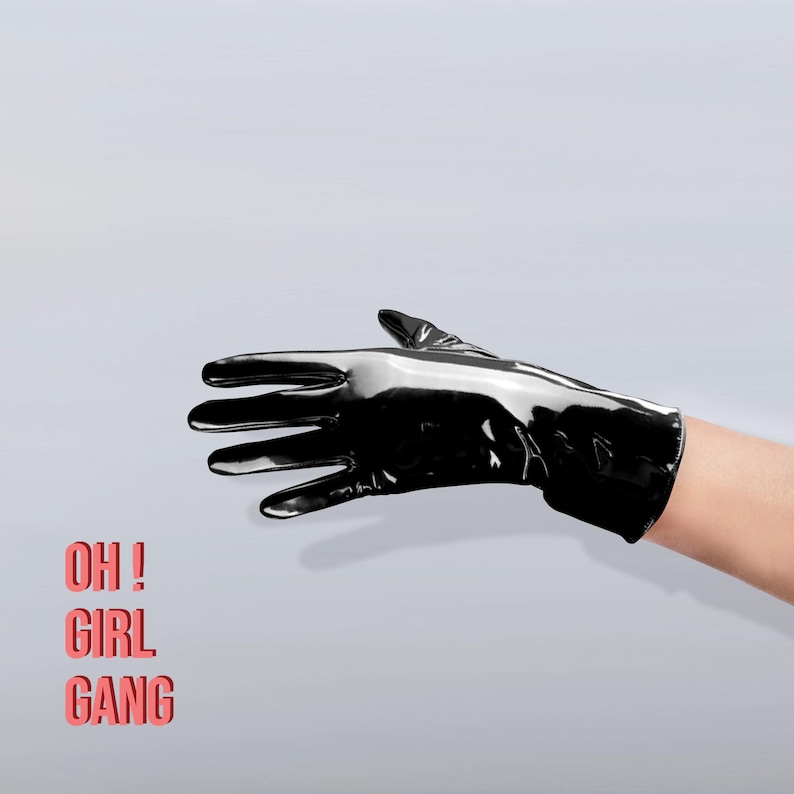 Black Patent Faux Leather Opera Gloves: Long Evening Costume Gloves ...